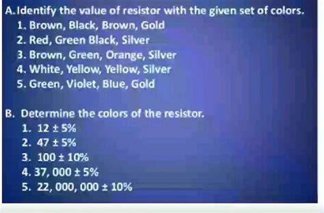 Determine The Colors Of The Resistor Filo
