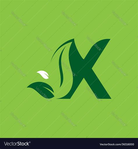 Letter X Green Leaf Logo Design Element Royalty Free Vector