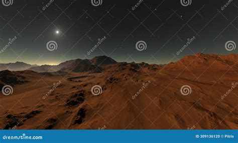 Mars The Red Planet Martian Surface And Dust In The Atmosphere Stock Illustration