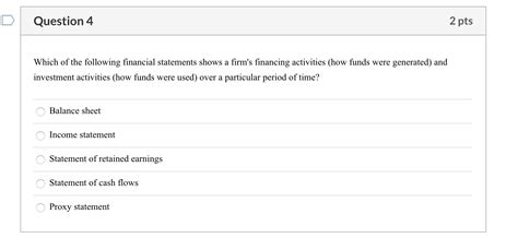 solved question 4 2 pts which of the following financial