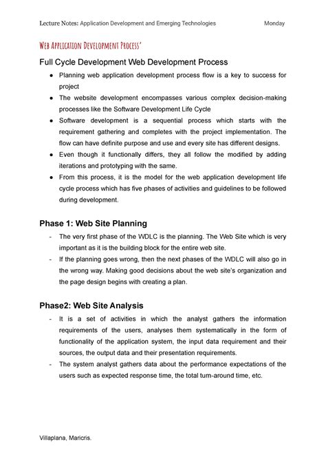 Web Application Development Process Week6 Lecture Notes Web
