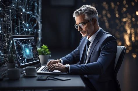 Businessman Generatively Connecting With Technology For Datum Cyberspace Generative Ai Premium
