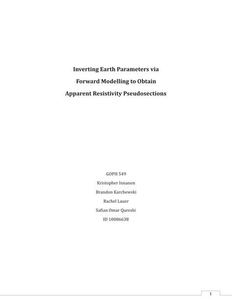 pdf inverting earth parameters via forward modelling to obtain
