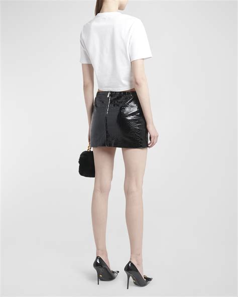 Versace Croc Embossed Patent Leather Mini Skirt Neiman Marcus