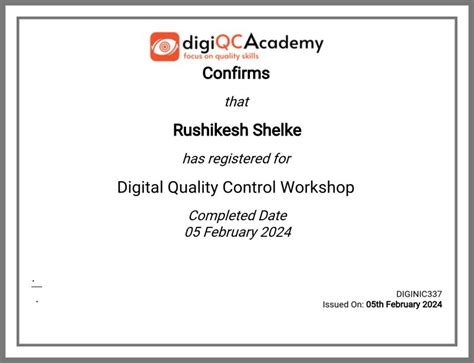 Rushikesh Shelke On Linkedin Completed Digiqc Academys Digital Quality Control Workshop In