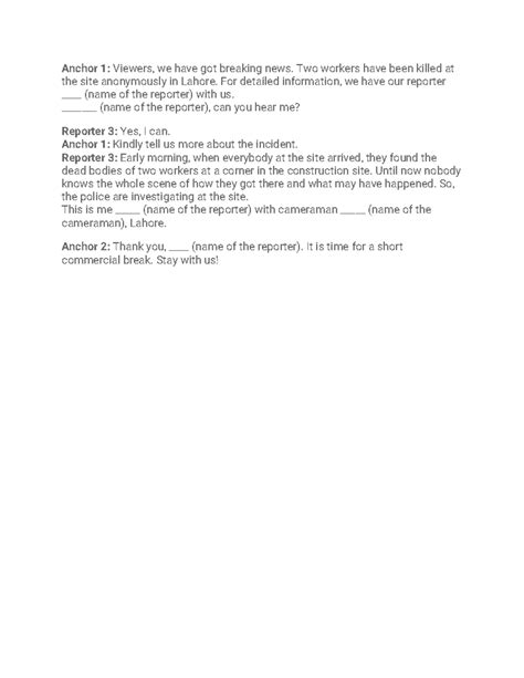 Anchor 1 Trans Script Practice Anchor 1 Viewers We Have Got