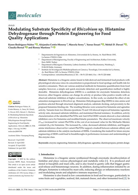Pdf Modulating Substrate Specificity Of Rhizobium Sp Histamine