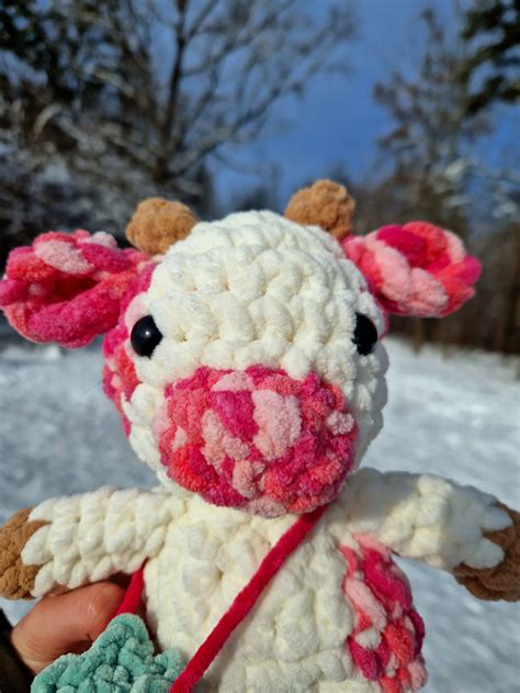 Crochet Strawberry Cow Plushie With Cute Bag Etsy Canada