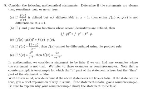 Solved 5 Consider The Following Mathematical Statements