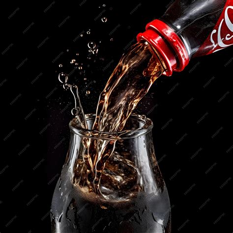 A Coca Cola Bottle Is Pouring Liquid Into A Glass Premium Ai