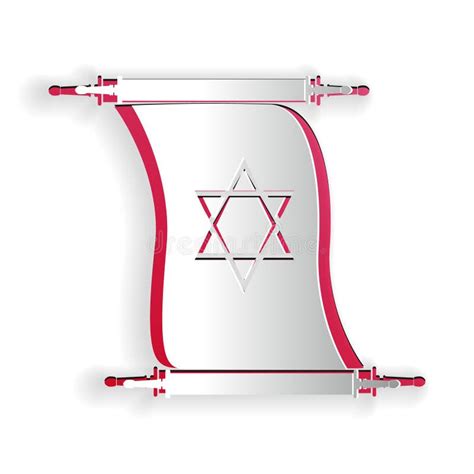 Paper Cut Torah Scroll Icon Isolated On White Background Jewish Torah