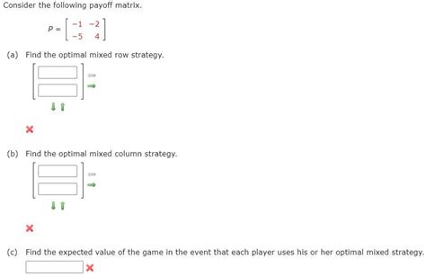 Solved Consider The Following Payoff Matrix P 1 2 5 4
