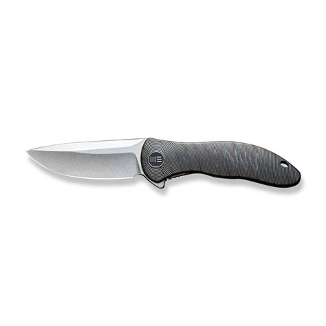 We Synergy2v2 Folding Knife Tiger Stripe Pattern Flamed Titanium Handle 20cv Drop Point Plain