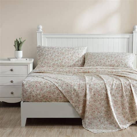 Laura Ashley Soft And Silky Sateen Printed Cotton Sheet Set On Sale