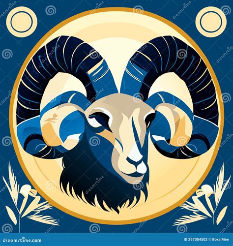 Vector Illustration Of A Ram Head With Horns On A Blue Background Generative Ai Stock Vector