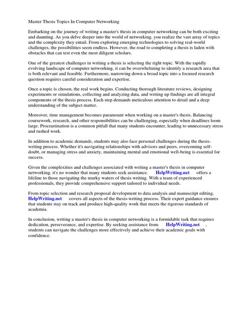 Master Thesis Topics In Computer Networking Pdf Computer Network Osi Model