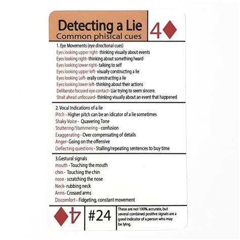 Tip Card 24 How To Detect A Lie How To Tell If Someone Is Lying Interpersonal Interaction