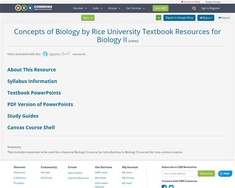 Concepts Of Biology By Rice University Textbook Resources For Biology
