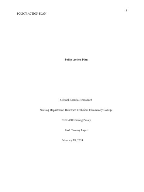 Policy Action Plan Grisnel Rosario Pdf Prescription Drugs Health