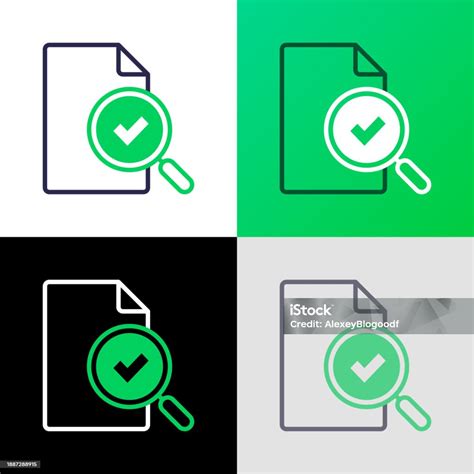 감사가 가는 선 아이콘을 완료했습니다 세금 검토 데이터 확인 돋보기로 문서화하고 내부에 체크 표시를 합니다 현대 벡터 그림입니다 검사 보기에 대한 스톡 벡터 아트 및 기타