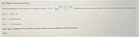 Solved The Slope Of A Curve At A Point Using The Definition