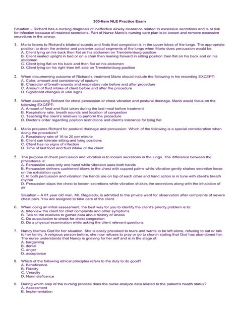 300 Item Nle Practice Exam