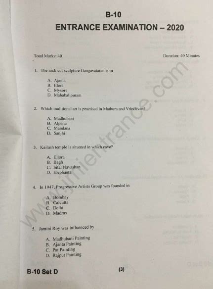 Bfa Painting 2020 Jamia Entrance Question Paper Jmientrance