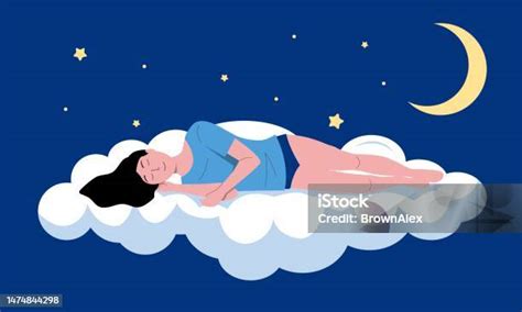 Ilustrasi Orang Tidur Kartun Tidur Dan Bermimpi Gadis Muda Terbang Di