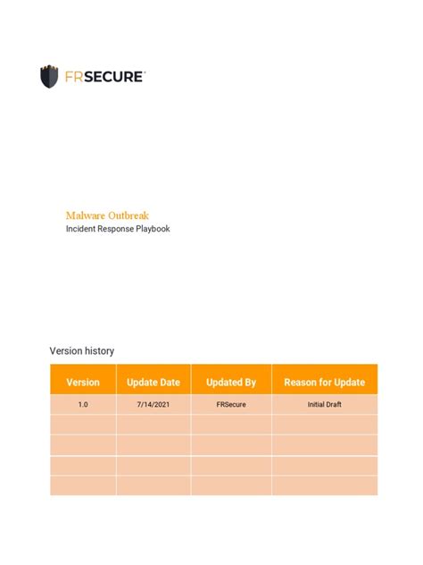 Malware Outbreak Response Playbook Pdf
