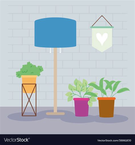 Houseplants And Lamp Royalty Free Vector Image