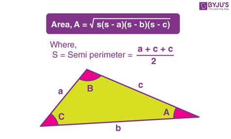 Area Of Triangle With 3 Sides Formula And Definition