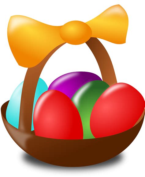 A Colorful Easter Basket Clipart Featuring A Brown Basket With A Yellow