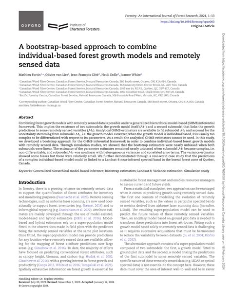 Pdf A Bootstrap Based Approach To Combine Individual Based Forest Growth Models And Remotely