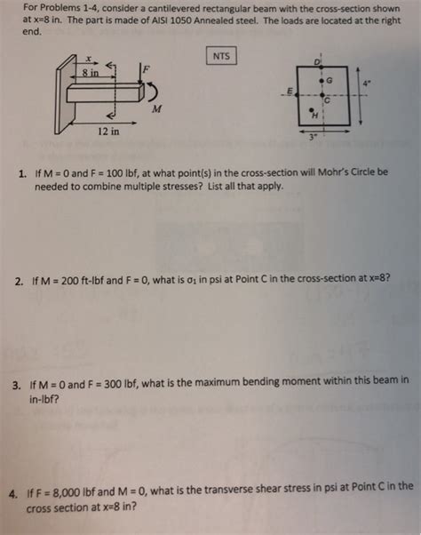 Solved For Problems 1 4 Consider A Cantilevered Rectangular Chegg