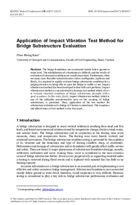 Pdf Application Of Impact Vibration Test Method For Bridge