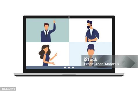 화상 컨퍼런스 콜 원격 프로젝트 관리 격리 친구들과 채팅 현대적인 스타일의 벡터 일러스트레이션 가상 이벤트에 대한 스톡 벡터