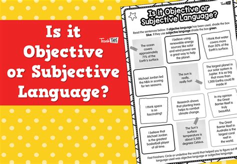 Is It Objective Or Subjective Language Teacher Resources And Classroom Games Teach This