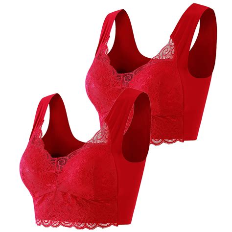 Snoarin Plus Size Bras For Women 2023 2pc Lace Beauty Back Solid Strap
