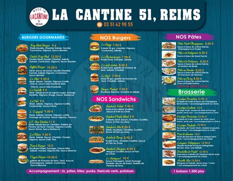 Carte Et Menus 2024 La Cantine Reims à Reims Thefork