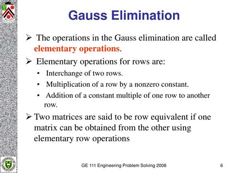Ppt Gauss Elimination And Gauss Jordan Elimination Powerpoint