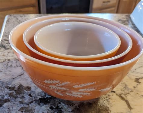 Pyrex Harvest Orange 1980s Wheat Pattern Etsy