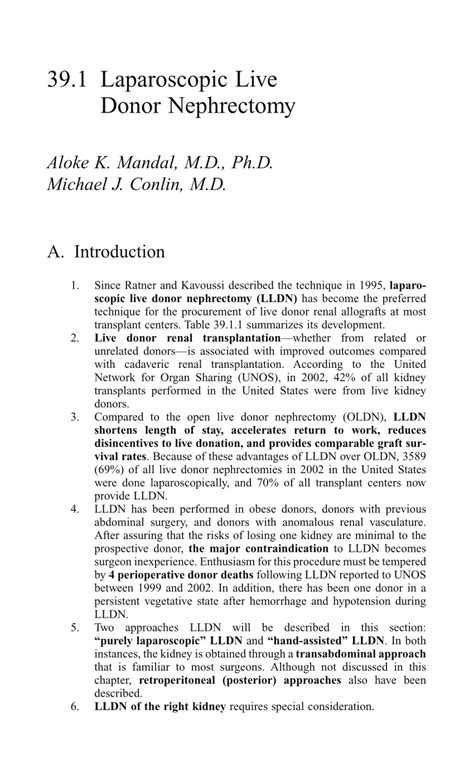Pdf Laparoscopic Live Donor Nephrectomy Researchgate