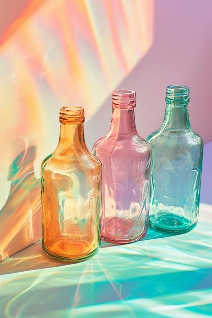 Premium Photo Kitchen Glass Bottles With A Rainbow Effect