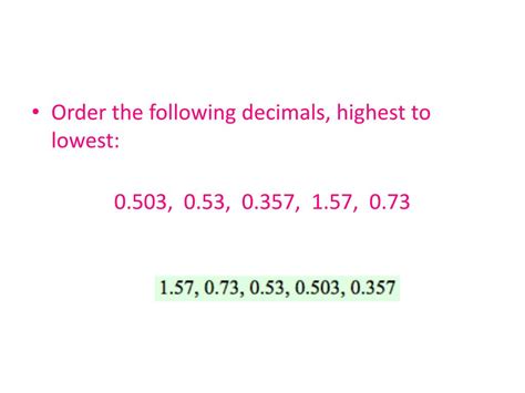Ppt Compare And Order Decimals Powerpoint Presentation Free Download