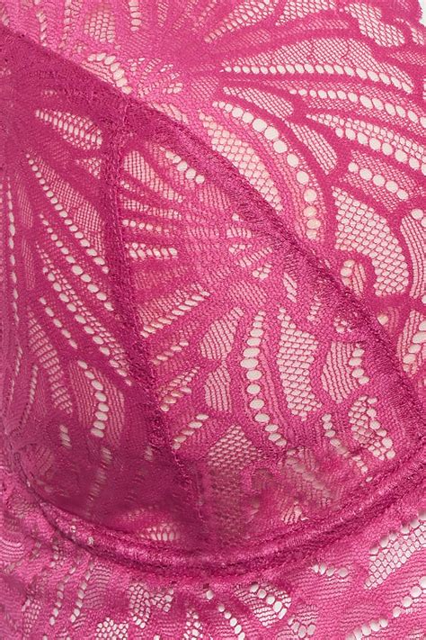 Plus Size Pink Lace Strap Detail Padded Underwired Longline Bra Yours