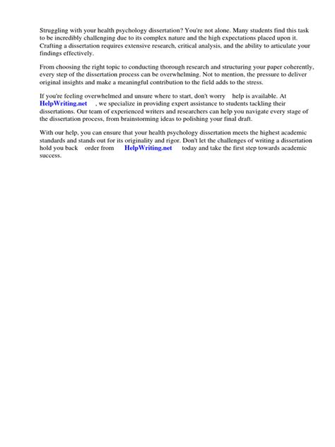 Health Psychology Dissertation Ideas Pdf Psychology Thesis