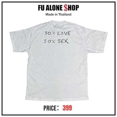 เสื้อยืดสกรีน50 Love 50 Sex รักครึ่ง เซ็กส์ครึ่ง ผ้า Cotton 100 งาน