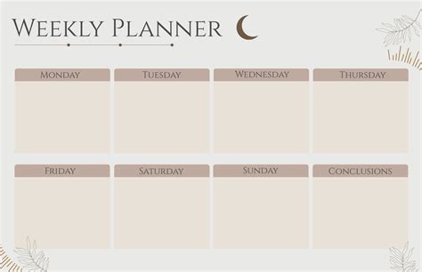 Simple Weekly Planner Template