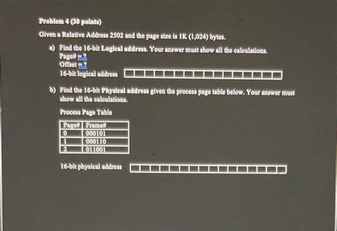 Solved Problem Points Given A Relative Address Chegg