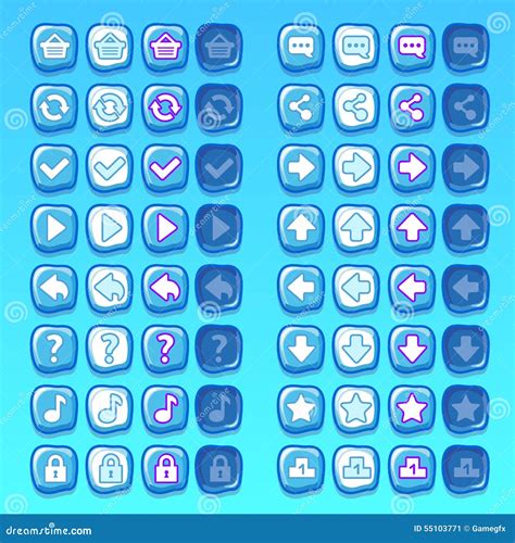 Ice Game Icons Buttons Icons Interface Ui Cartoon Vector CartoonDealer Com